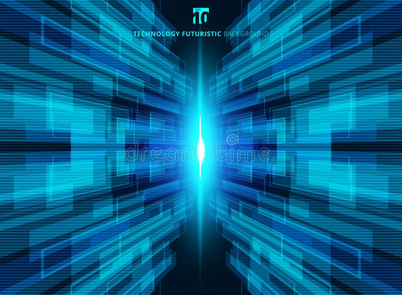 Abstract Blue Virtual Technology Concept Futuristic Digital Perspective ...