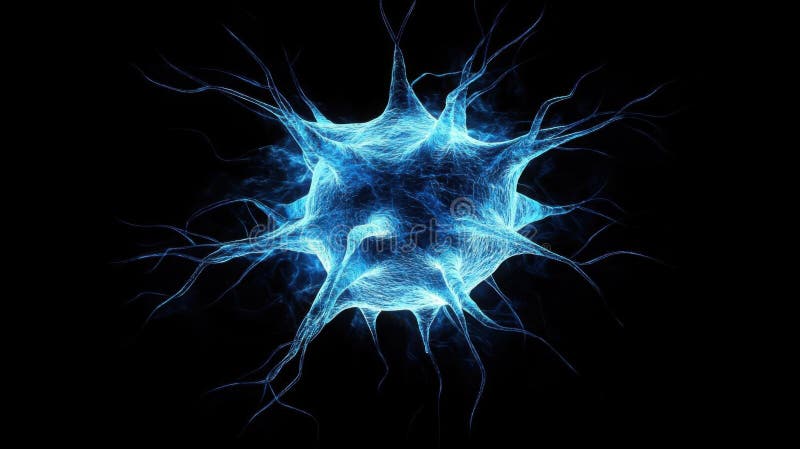 Abstract Blue Virus on Black Background, Computer Generated Abstract ...