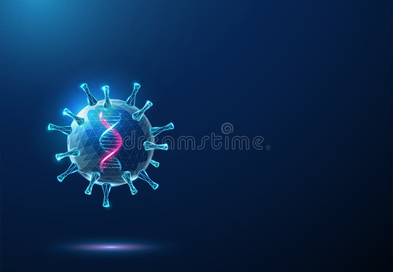 Abstract Blue Virus with Purple 3d DNA Molecule Helix Inside Stock ...