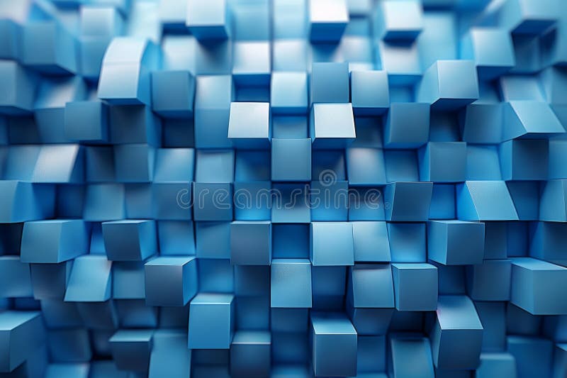 Abstract Blue Wallpaper Featuring 3d Geometric Cubes Ideal for ...
