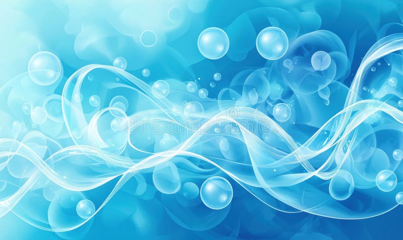 Abstract Blue Water Background with Bubbles and Flowing Waves for ...