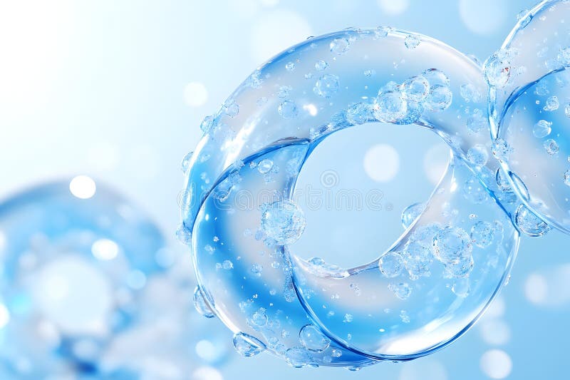 Abstract Blue Water Droplets Forming a Chain Link Stock Image - Image ...