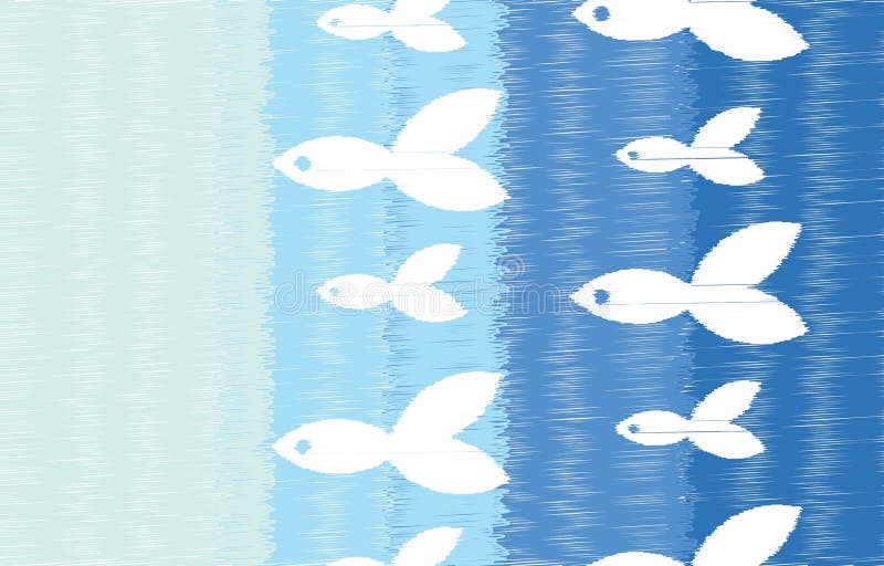 Abstract Blue Water Pattern with Stylized Fish Silhouettes Seamless ...