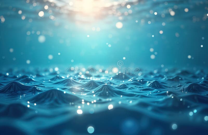 Abstract Blue Water Surface with Gentle Waves, Light Reflections ...