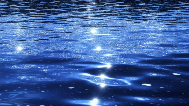 Abstract Blue Water Surface with Glowing Light Streaks Stock ...