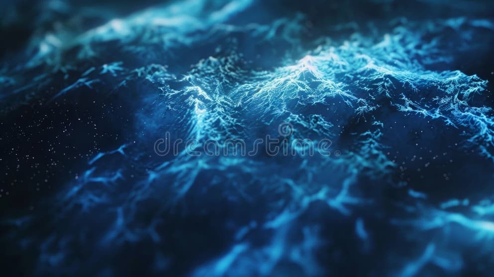 Abstract Blue Water Surface with Particle Effects - Sea Waves Motion ...