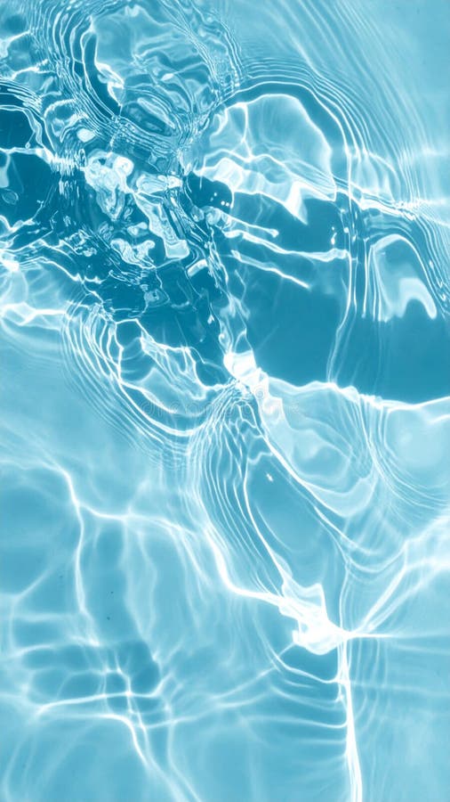 Abstract Blue Water Surface Texture with Refraction Patterns and Light ...