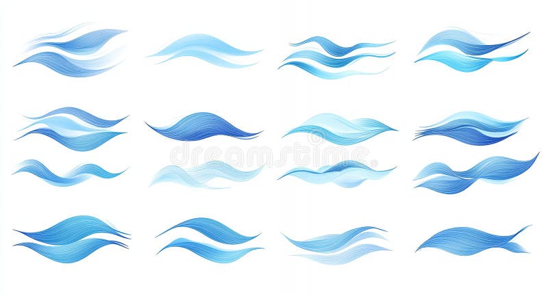 Abstract Blue Water Wave Collection Flowing Design Elements Stock ...