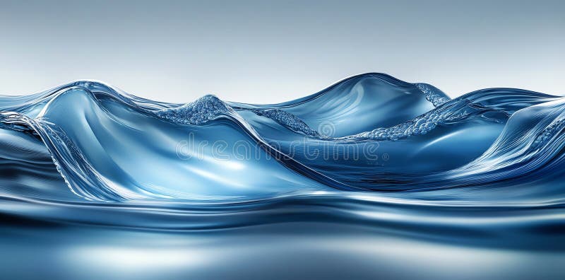 Abstract Blue Water Wave with a Shiny, Glossy Surface Stock ...