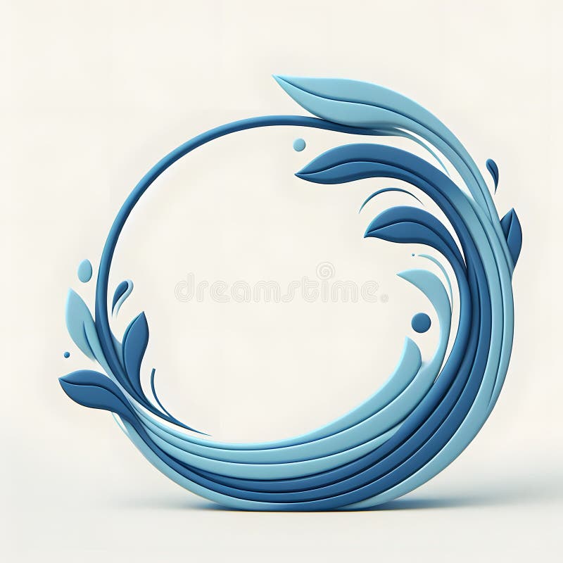 Abstract Blue Water Wave on White Background. 3d Render Illustration ...