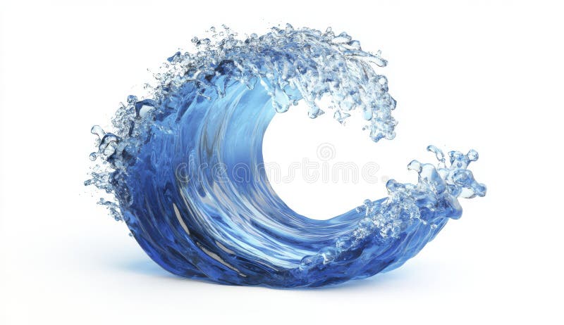 Abstract Blue Water Wave on White Background Stock Illustration ...