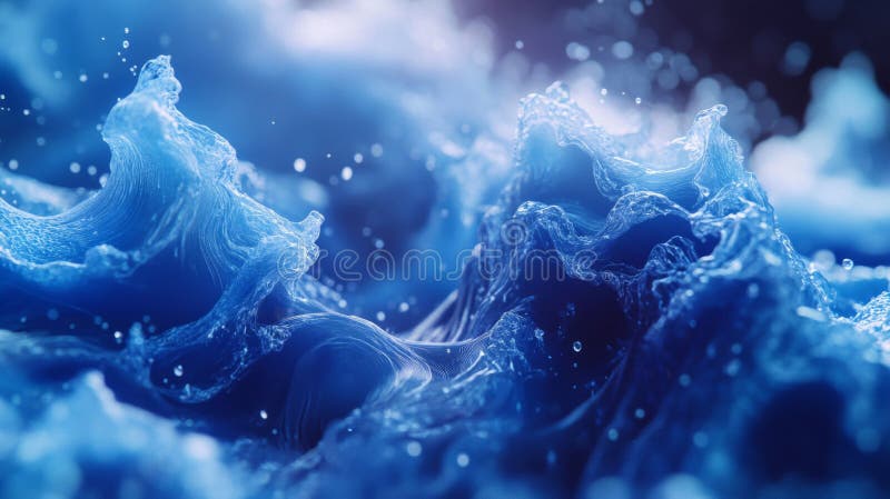 Abstract Blue Water Waves, Dynamic Fluid Texture Stock Illustration ...
