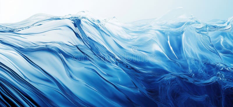 Abstract Blue Water Waves with Smooth Flowing Textures and Reflections ...