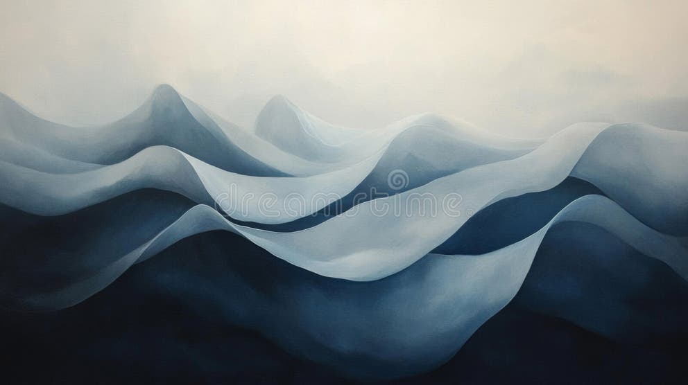 Abstract Blue Watercolor Mountainscape Stock Illustration ...