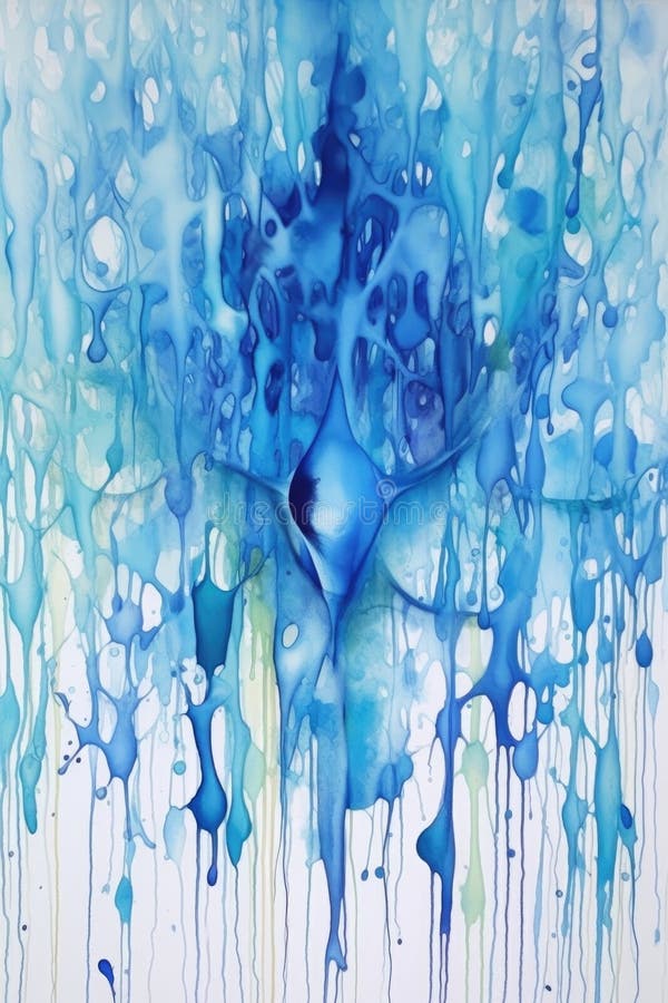 Abstract Blue Watercolor Splashes and Drips Stock Illustration ...