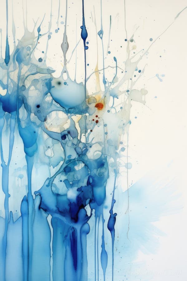 Abstract Blue Watercolor Splashes and Drips Stock Illustration ...