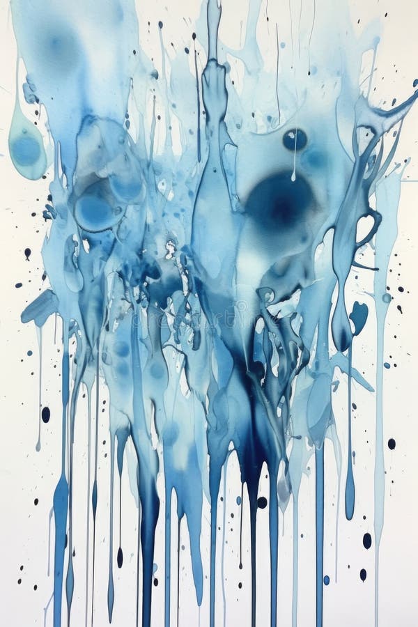 Abstract Blue Watercolor Splashes and Drips Stock Illustration ...