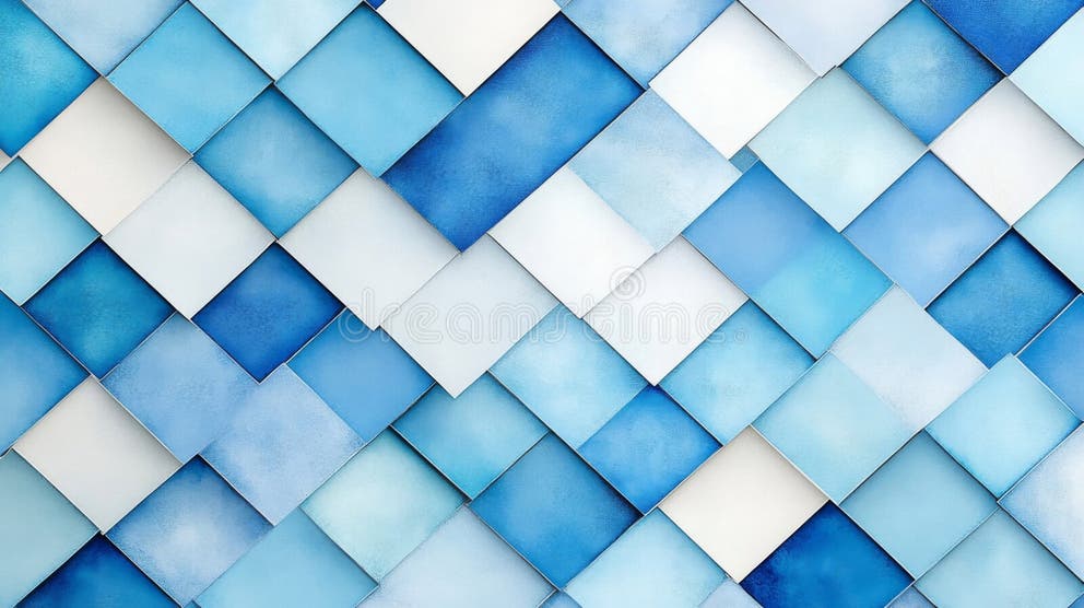 Abstract Blue Watercolor Square Pattern Texture Stock Illustration ...