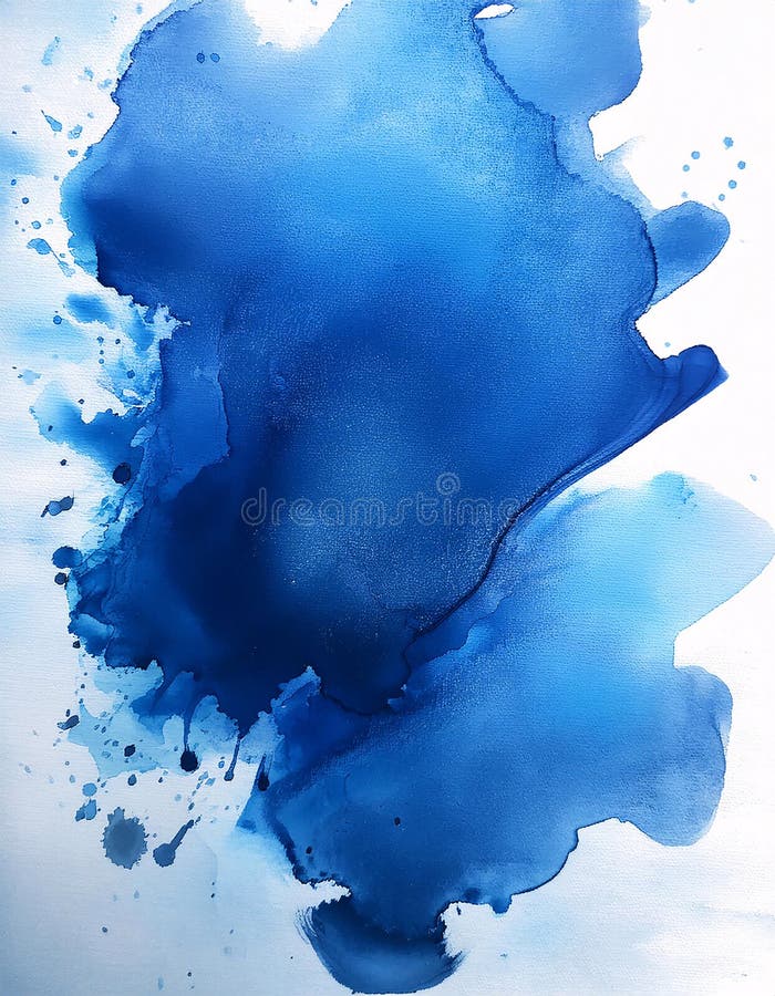 Abstract Blue Watercolor Wash on White Canvas. Generative AI Stock ...