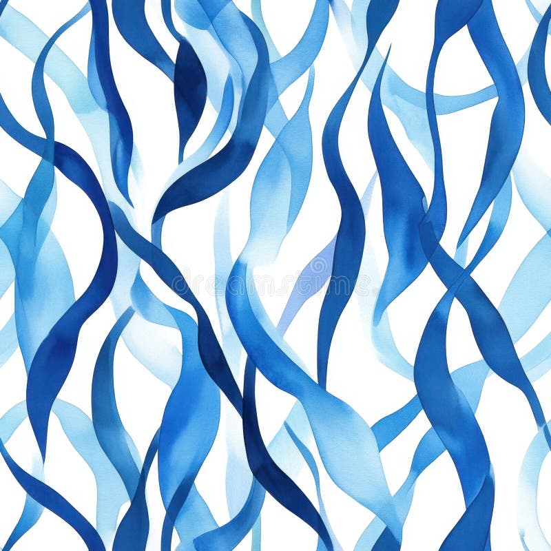 Abstract Blue Watercolor Waves Pattern on White Background. Modern ...