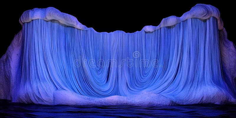 Abstract Blue Waterfall Draped Fabric Curtain Texture Artistic ...