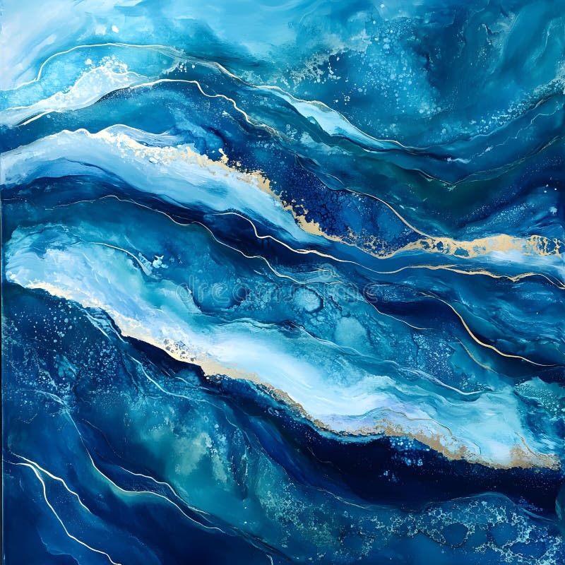 Abstract Blue Wave Background. Marble Blue Patterned Texture Background ...