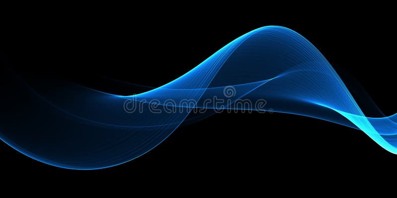 Abstract Blue Wave on Black Background Stock Illustration ...
