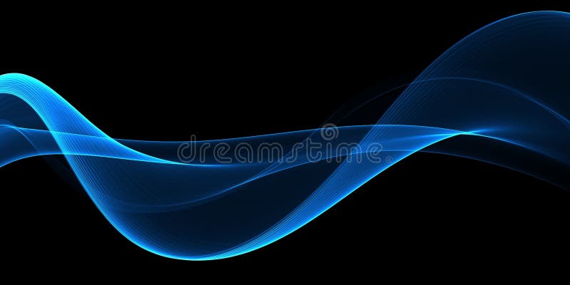 Abstract Blue Wave on Black Background Stock Illustration ...
