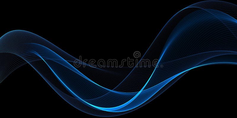 Abstract Blue Wave on Black Background Stock Illustration ...