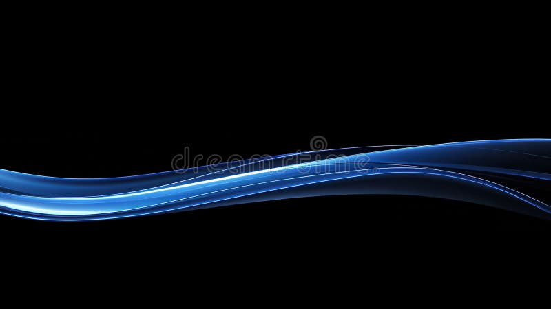 Abstract Blue Wave on Black Background - Modern Design Element, Smooth ...