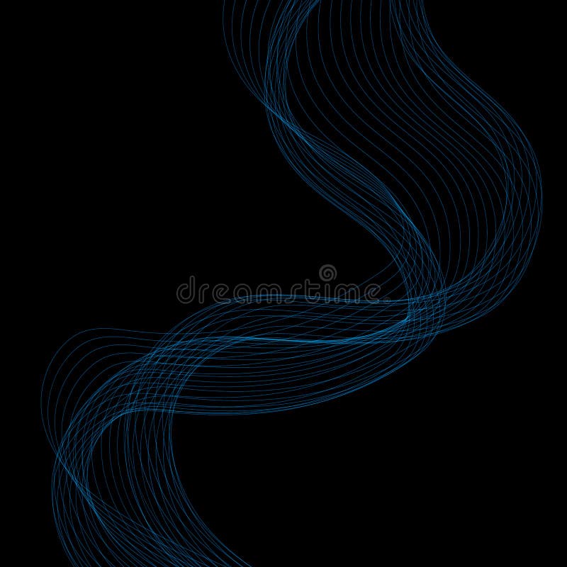 Abstract Blue Wave on a Black Background. Vector Graphics. Design ...