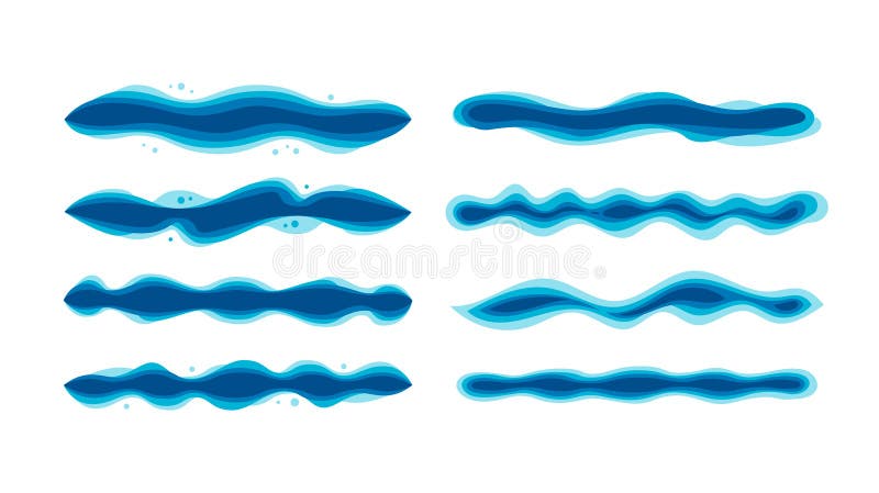 Abstract Blue Wave Border Divider Decoration Collection Set for Layout ...