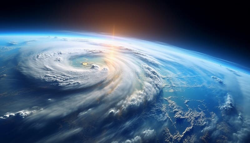 Abstract Blue Wave in Deep Space, Orbiting Majestic Galaxy Generated by ...