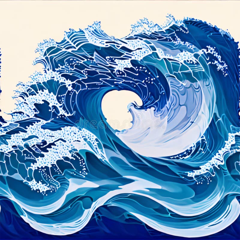 Abstract Blue Wave Design on White Background. Stock Illustration ...