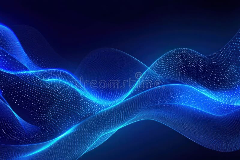 Abstract Blue Wave Digital Flowing Background Stock Photo - Image of ...