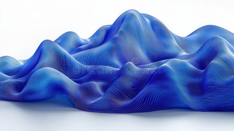Abstract Blue Wave Form with Smooth Curves and Elegant Lines on a Clean ...