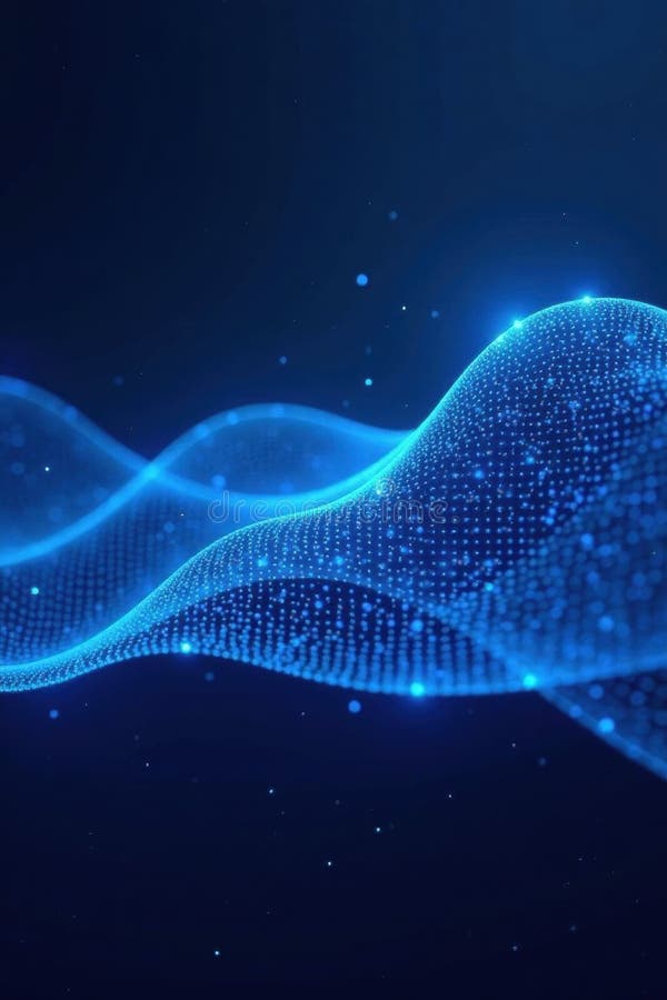 Abstract Blue Wave Glowing Digital Lines Tech Background Data Light ...