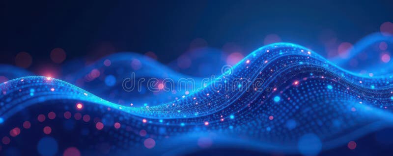Abstract Blue Wave, Glowing Digital Lines, Tech Background, Signal ...
