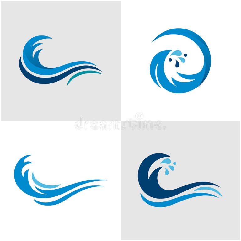 Abstract Blue Wave Icons and Patterns with Ocean-inspired Decorative ...