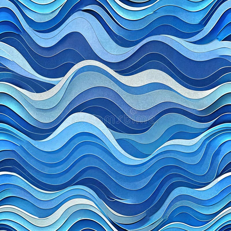 Abstract Blue Wave Layers: Creative Paper Art with Oceanic Inspiration ...