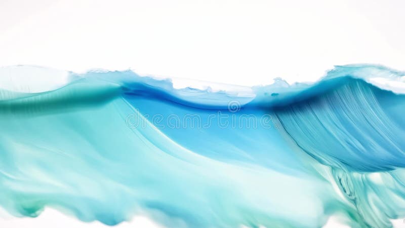 Abstract Blue Wave-like Paint Stroke on a White Background with a ...