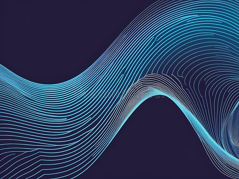 Abstract Blue Wave Lines Digital Art Design Stock Illustration ...