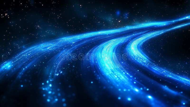 Abstract Blue Wave Lines - Light Technology Flowing Background with ...