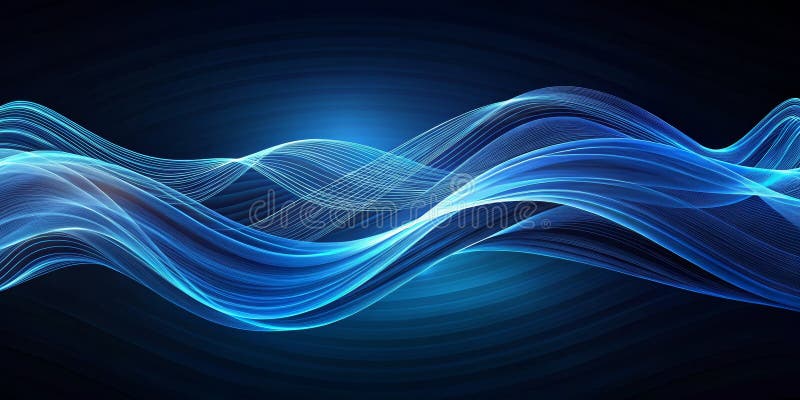 Abstract Blue Wave Luminous Line Composition Stock Illustration ...