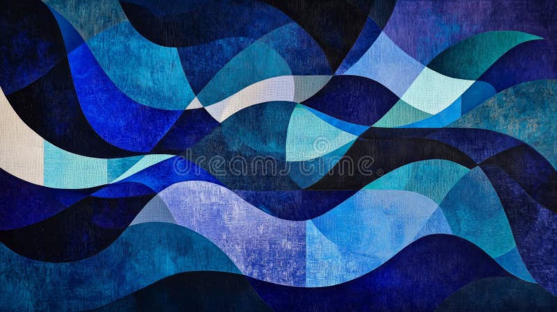 Abstract Blue Wave Mosaic Art Stock Illustration - Illustration of ...
