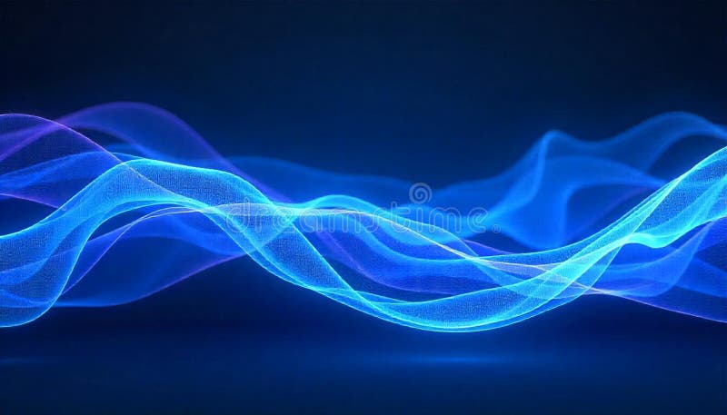 Abstract Blue Wave Network Graphic with Dark Background Stock ...