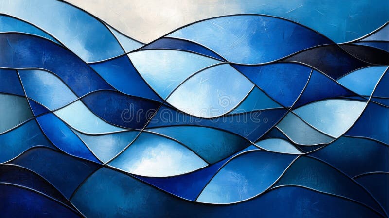 Abstract Blue Wave Painting Stock Illustration - Illustration of water ...