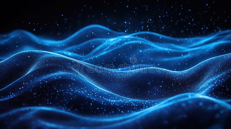 Abstract Blue Wave Particles Background Stock Illustration ...
