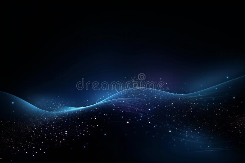 Abstract Blue Wave with Particles and Lines on a Dark Background Stock ...