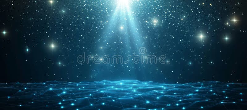 Abstract Blue Wave Pattern Background with Connected Mesh, Polygonal ...